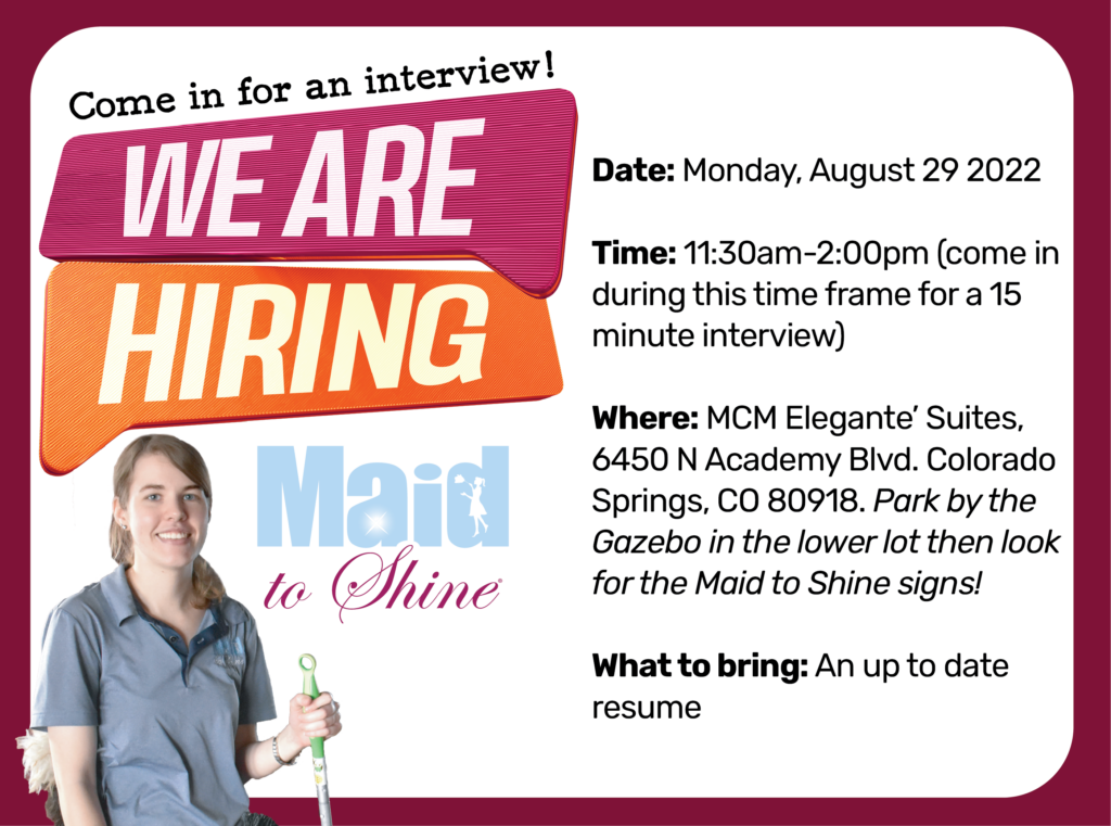 Interview with Maid to Shine- Hiring Open House – Maid to Shine | Your ...
